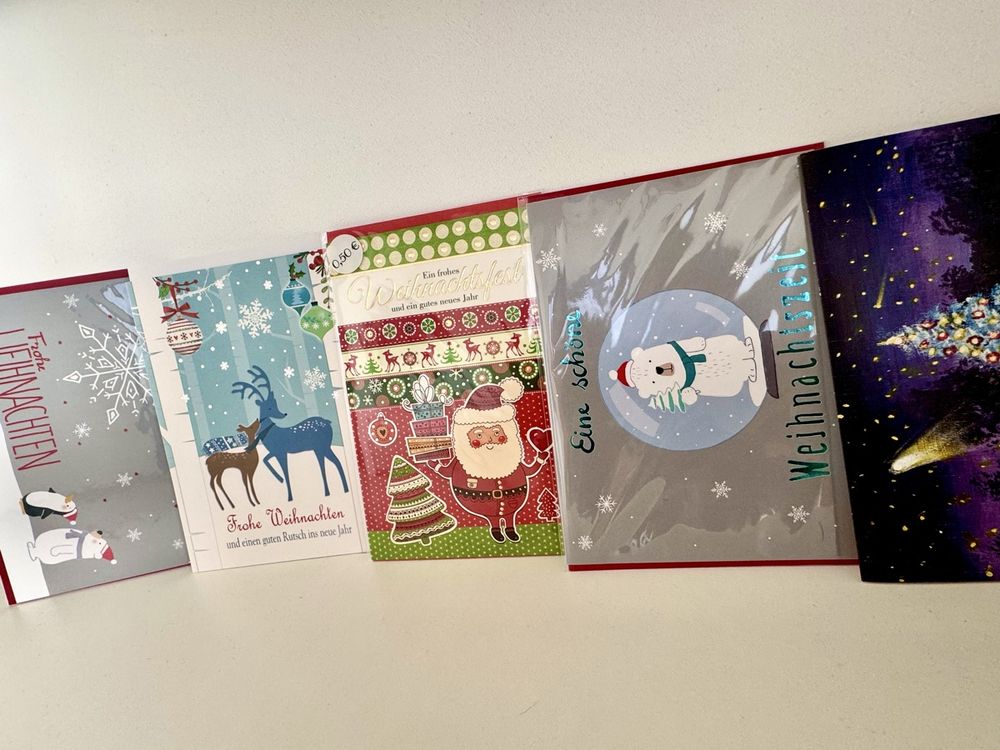 Weihnachtskarten – 5 Stück, schöne Motive, zum Beschriften (Neu und ...
