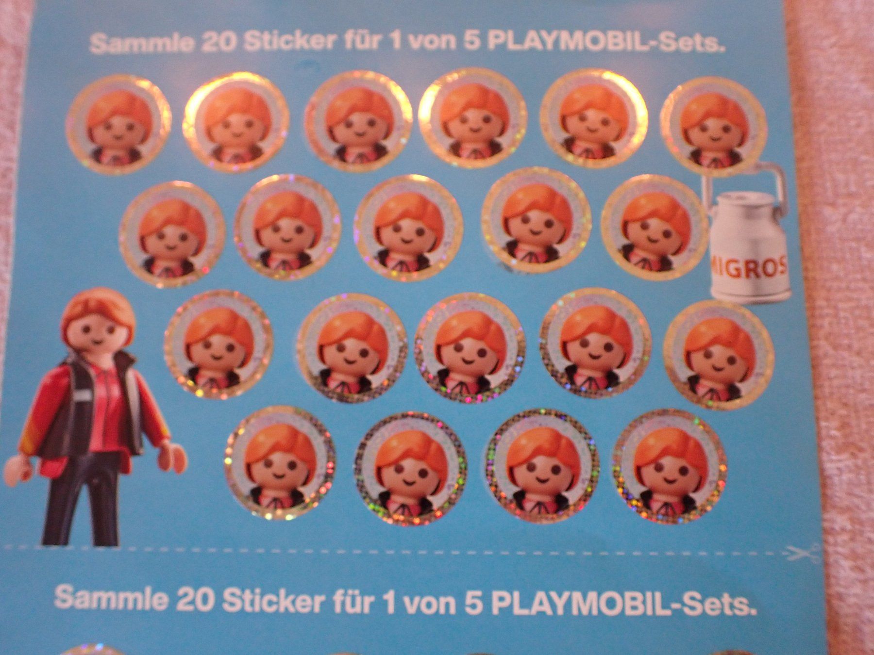 2 volle Karten mit 40 Migros Sticker für 2 Play Mobil Sets (Gebraucht) in Geroldswil für CHF 28 ...
