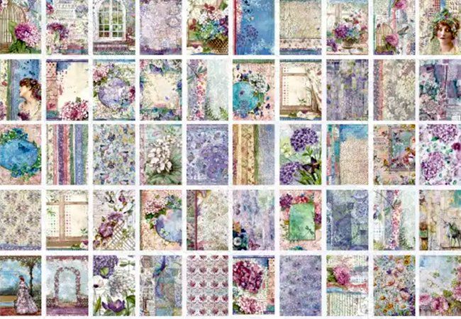 100 Blätter Vintage Papier - lila Blumen (Neu und originalverpackt) in ...