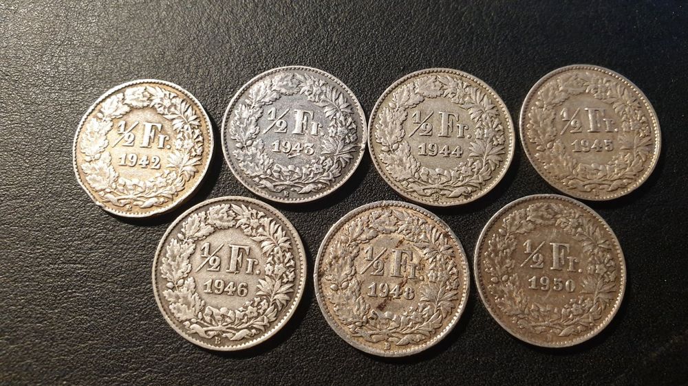 50 Rappen Silber Jahrgang 1942,1943,1944,1945,1946,1948,1950 (Gebraucht) in Altstätten SG für ...