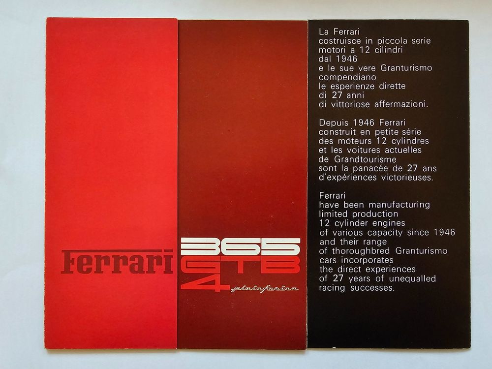 FERRARI 365 GTB4 PININFARINA PROSPEKT 73/72 (Gebraucht) in Stein AG für ...