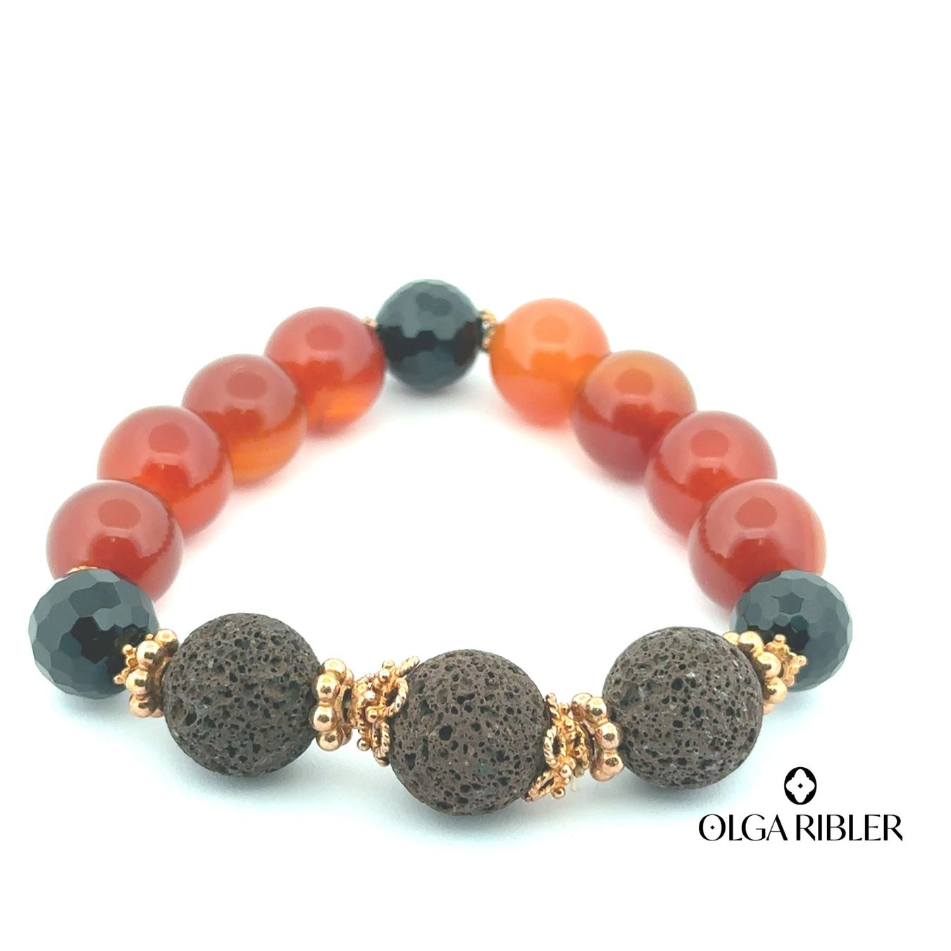 Lawa & Carneole Armband by Olga Ribler mit Onyx (Neu (gemäss ...