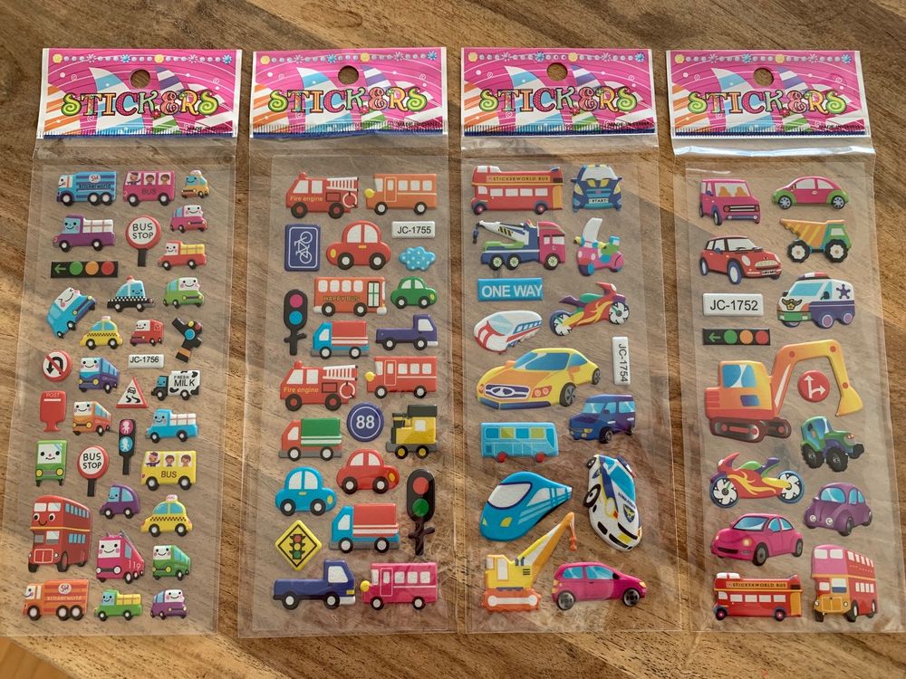 4 Bogen 3D Sticker / Kleberli Aufkleber: Autos / Trucks (Neu und ...