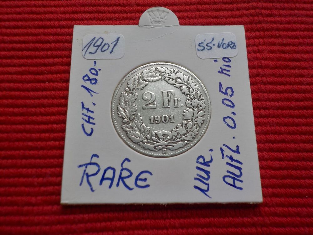 RARER CH-2 Fr, 1901 SILBER Münze ss- | Kaufen auf Ricardo