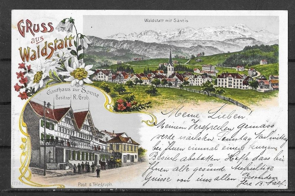 AR Gruss aus Waldstatt 1903 (Litho) mit Balkenstempel | Kaufen auf Ricardo