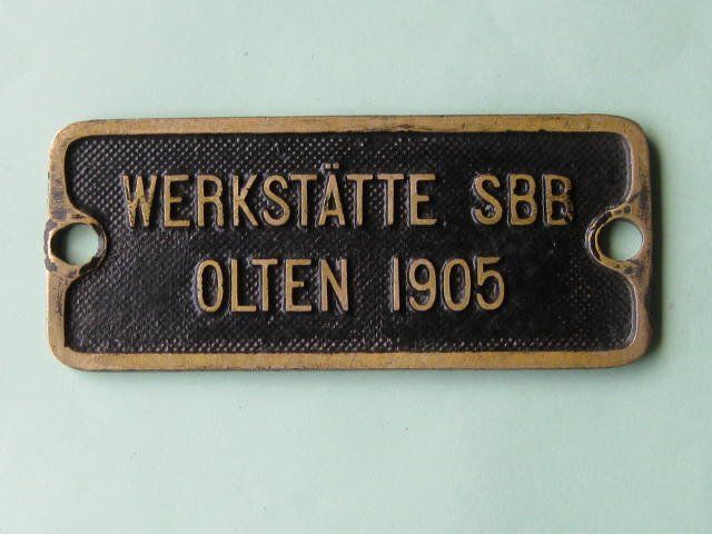 Plaque WERKSTÄTTE SBB OLTEN 1905 | Kaufen auf Ricardo
