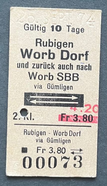 Rubigen Worb Dorf zurück nach Worb SBB via Gümligen 1974 (Gebraucht) in ...