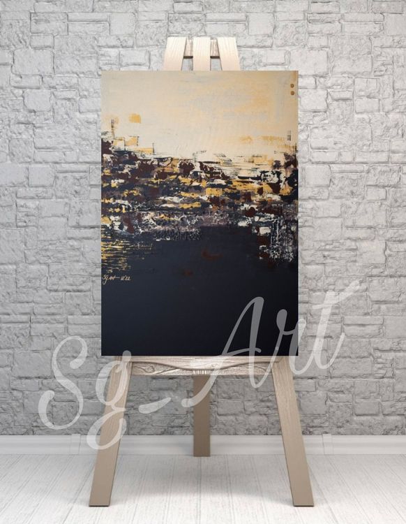 Acrylbild abstrakt schwarz beige Gold braun Unikat Neu | Kaufen auf Ricardo