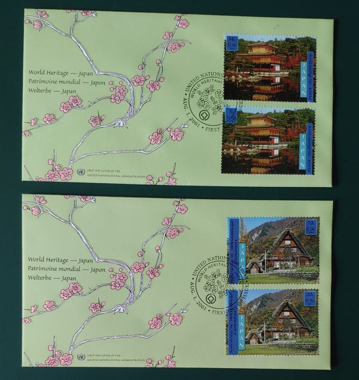 UNO Welterbe Japan 2001 / NEW YORK / 2 FDC Satz + aus Heft | Kaufen auf Ricardo