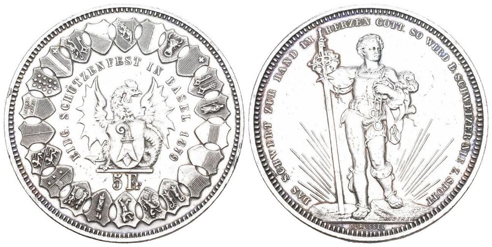 5 Franken Schützentaler Basel 1879 (Gebraucht) in Bern für CHF 65 – mit Lieferung auf Ricardo kaufen