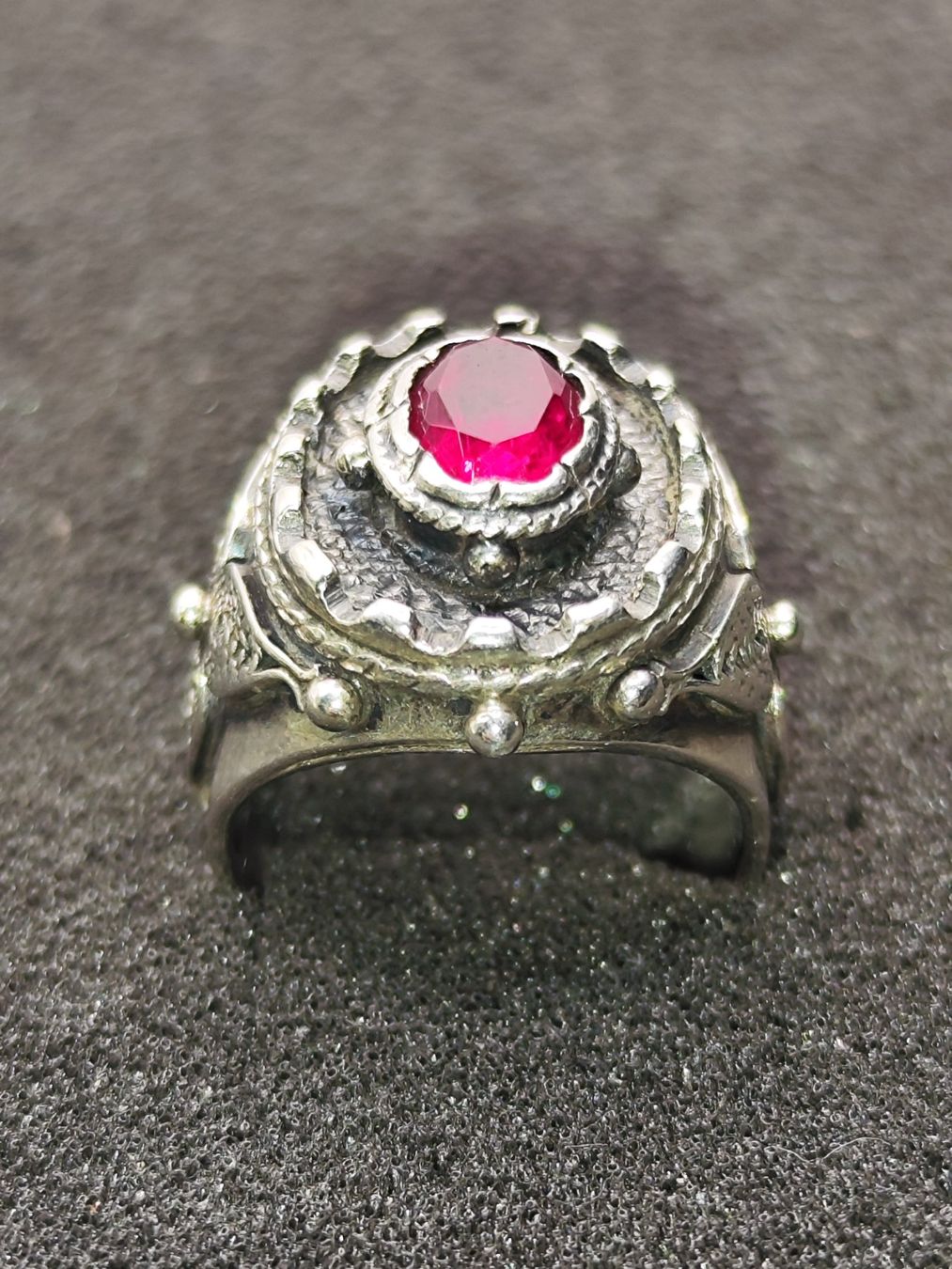 Vintage 925er Silber Unisex Ring Rubin Edelstein Top (Gebraucht) in ...