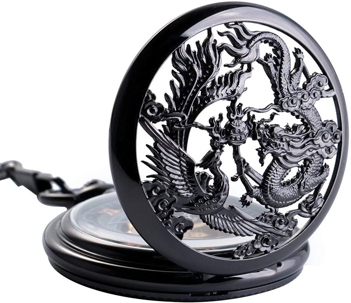 Mechanische Skelett Handaufzug Taschenuhr Drachen mit Box (Neu und ...