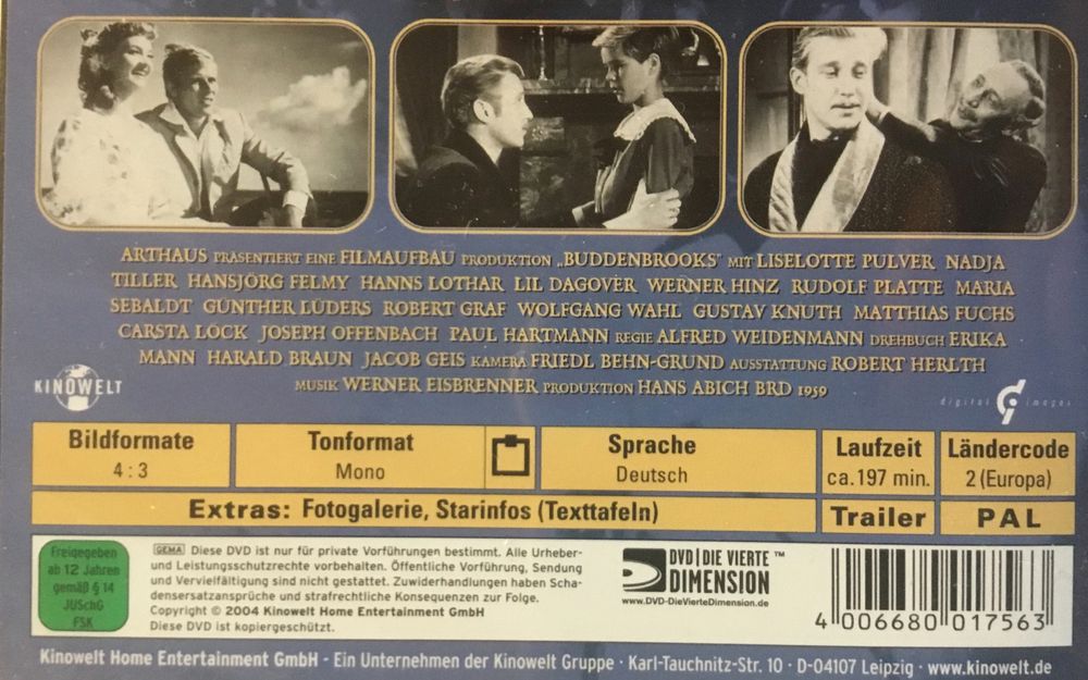 Die Buddenbrooks - Thomas Mann - Liselotte Pulver - 1959 (Gebraucht) in ...