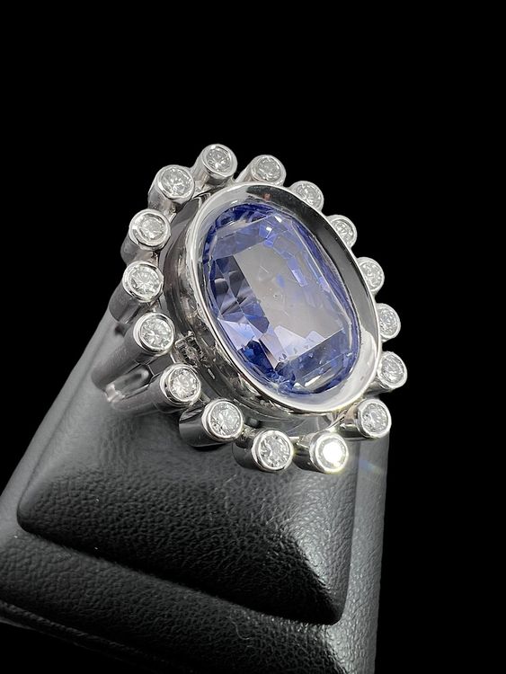 Spinell 8.6c Diamanten 0.7c Ring 18k WG Grösse 52 *S879 (Gebraucht) in ...