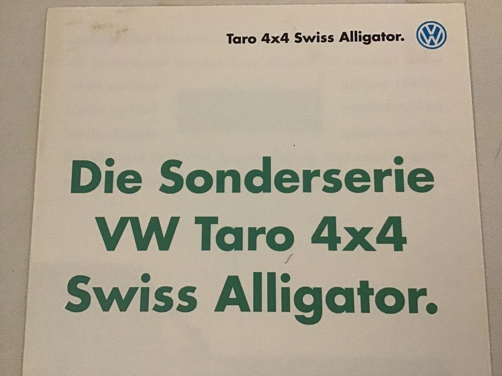 VW Taro 4x4 Swiss Alligator Faltprospekt 6 Seiten Okt. 1991 (Gebraucht ...
