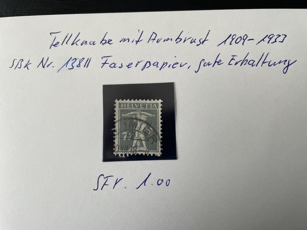 Tellknabe mit Armbrust 1909-1933 SBK 138 II Faserpapier (Gebraucht) in Luzern für CHF 0.5 – mit ...