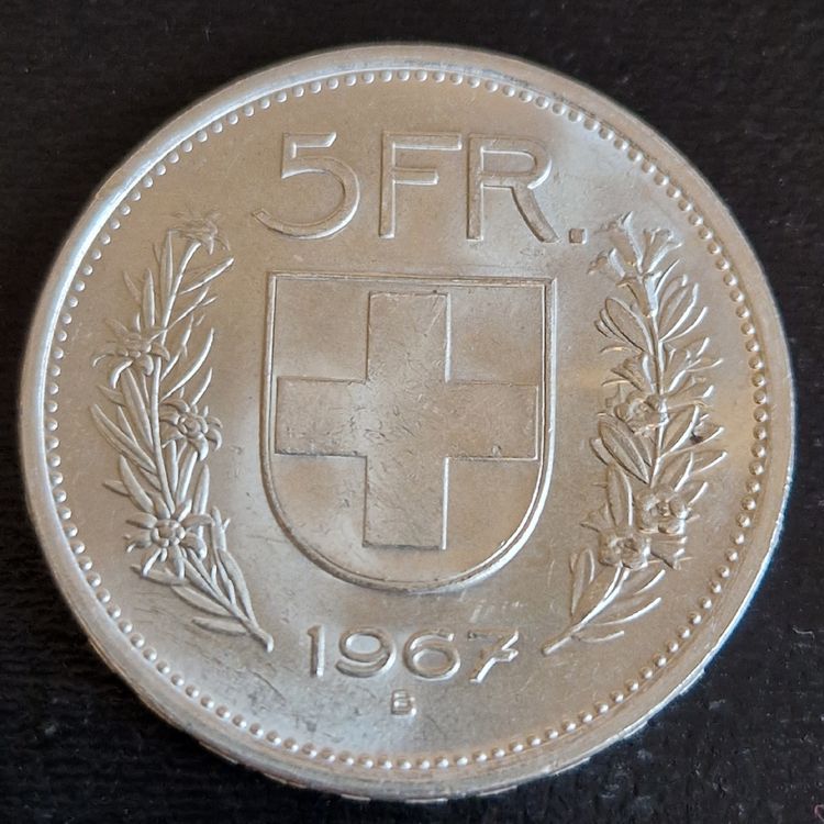 Silbermünze 5 Franken 1967 Helvetia Schweiz (Gebraucht) in Stans für CHF 15.5 – mit Lieferung ...