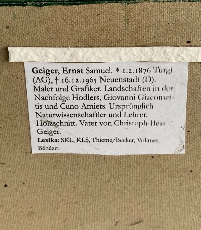 Ernst Samuel Geiger (1876-1965) Gemälde | Kaufen auf Ricardo