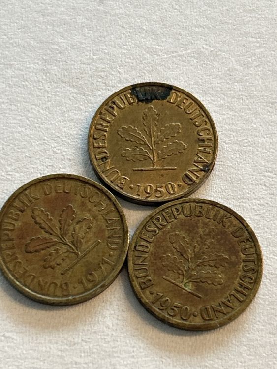 5 Pfennig BRD, Jahrgänge 1950 und 1971, 3 Stk. (Gebraucht) in Kefikon ...