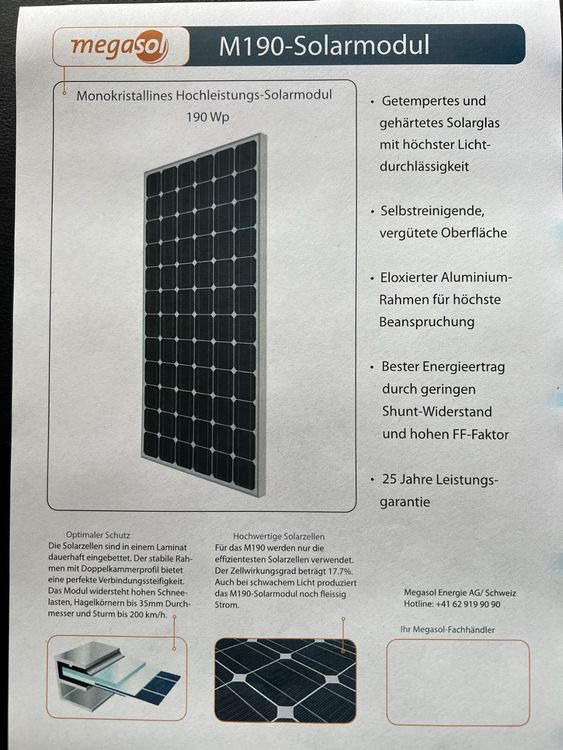 60 Solarpanel Megasol M190 | Kaufen auf Ricardo