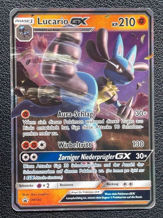 Lucario GX Ultra Rare SM100 Black Star Promo (Neu (gemäss Beschreibung ...