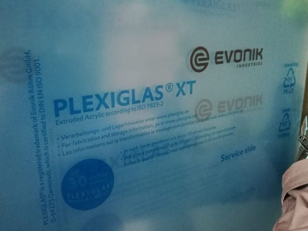 Plexiglas XT farblos, glasklar, Evonik,120x63 cm, Dicke 10mm (Neu und originalverpackt) in ...