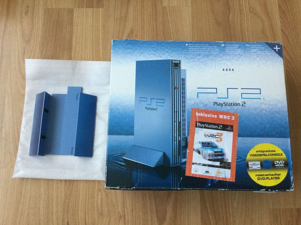 PS2 Konsole Aqua Blue Fat mit Standfuss | Kaufen auf Ricardo