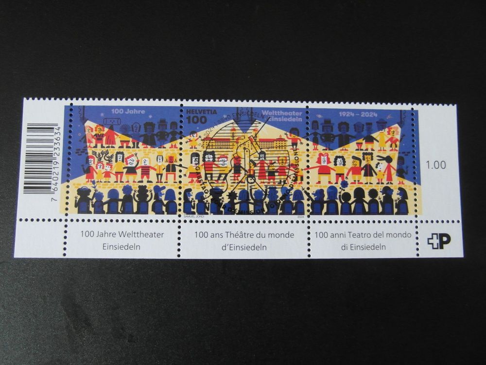 2024 Welttheater Einsiedeln 3er Streifen Vollstempel AgTg (Neu (gemäss ...