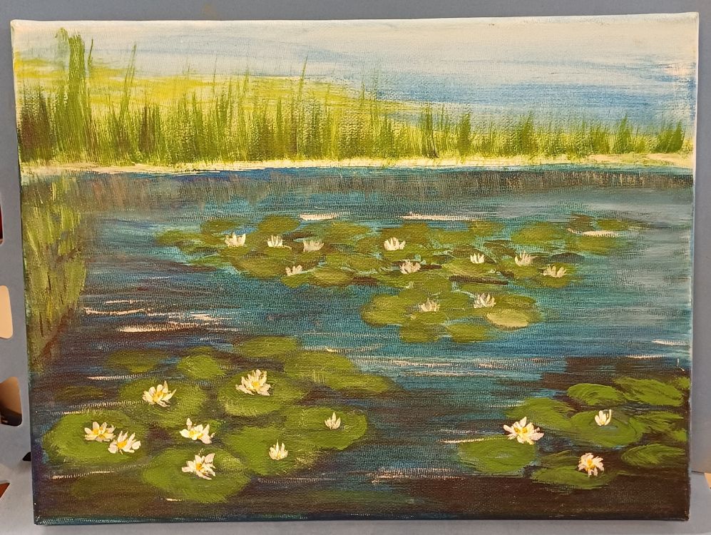 Gemälde auf Leinwand ( 30 × 40 cm) Seerosen (Gebraucht) in Merenschwand für CHF 1 – nur Abholung ...