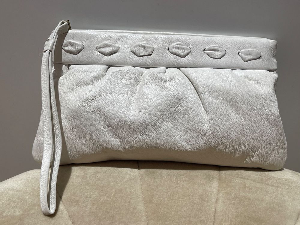 STRACKA ECHT LEDER CLUTCH TASCHE WEISS MEGA | Kaufen auf Ricardo