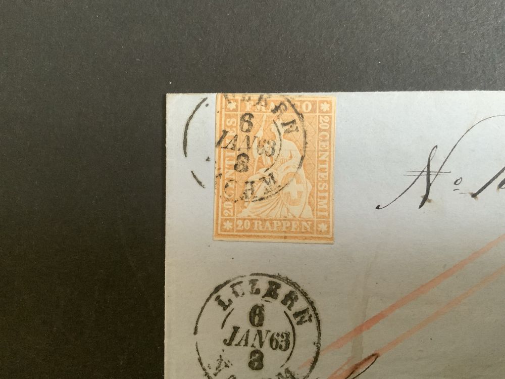 Antiker Brief aus Luzern, 1863 mit 20 Rappen Briefmarke! (Gebraucht) in ...