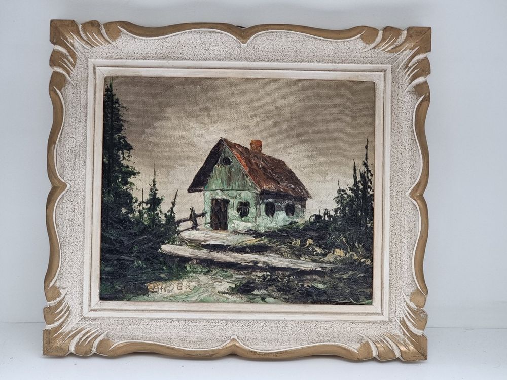 Landschafts Gemälde unleserlich Signiert Links | Kaufen auf Ricardo