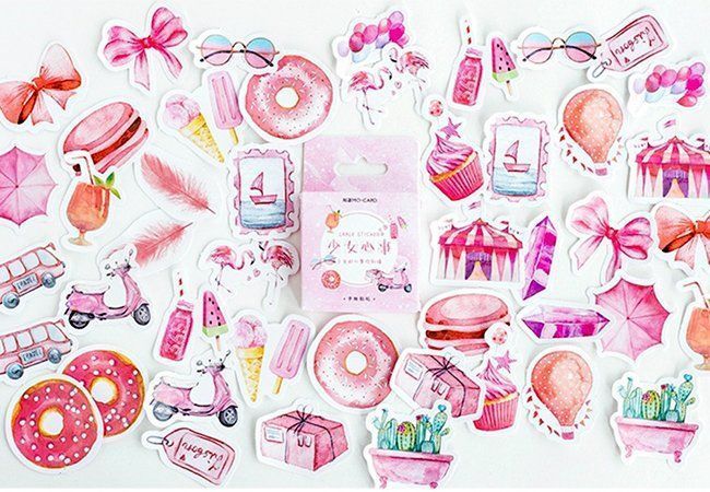 46 Stk. Aufkleber/Sticker zum Basteln - Rosa Deko | Kaufen auf Ricardo