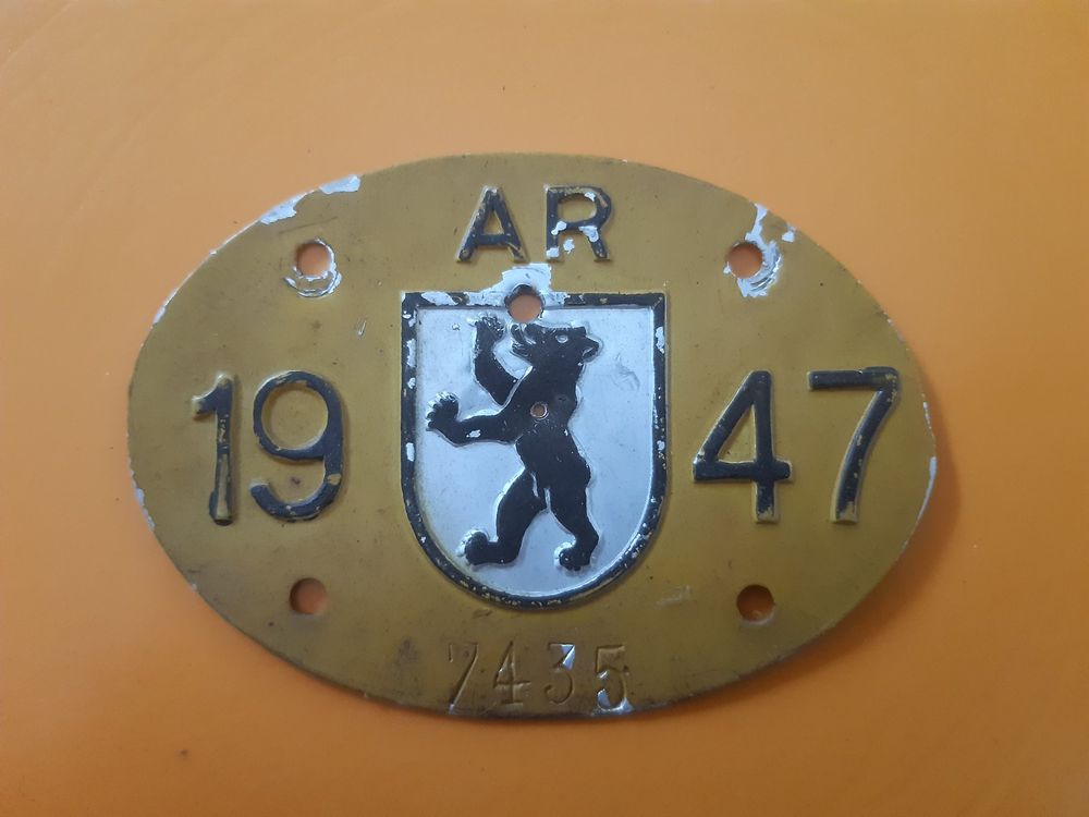 Original Velonummer Appenzell Ausserrhoden AR 1947 (Gebraucht) in ...