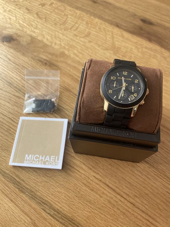 Michael Kors Ladies Watch Black Gold Chronograph mk5191 (Gebraucht) in ...
