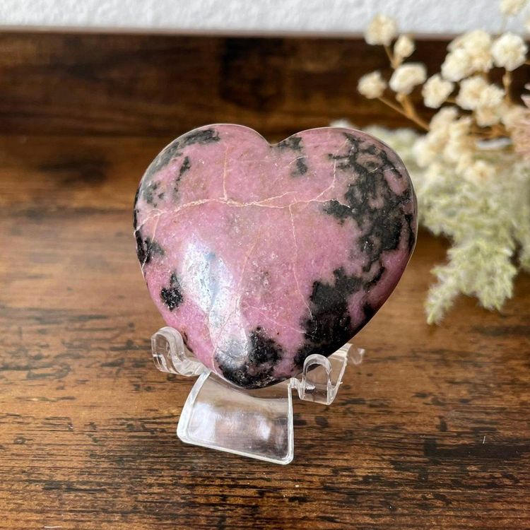 Rhodonit Herz 70g / 49mm Rhodonite Heart Skulptur (Neu (gemäss ...