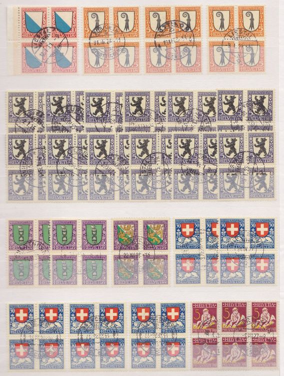 Viererblockposten PJ gestempelt aus 1920-1963, Kat. 15'091.- (Gebraucht ...