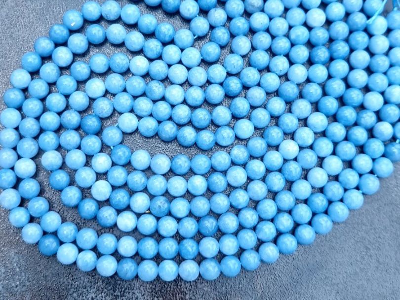1 Strang echte peruanische Angelit Perlen blau 6mm 🩵 (Neu und ...