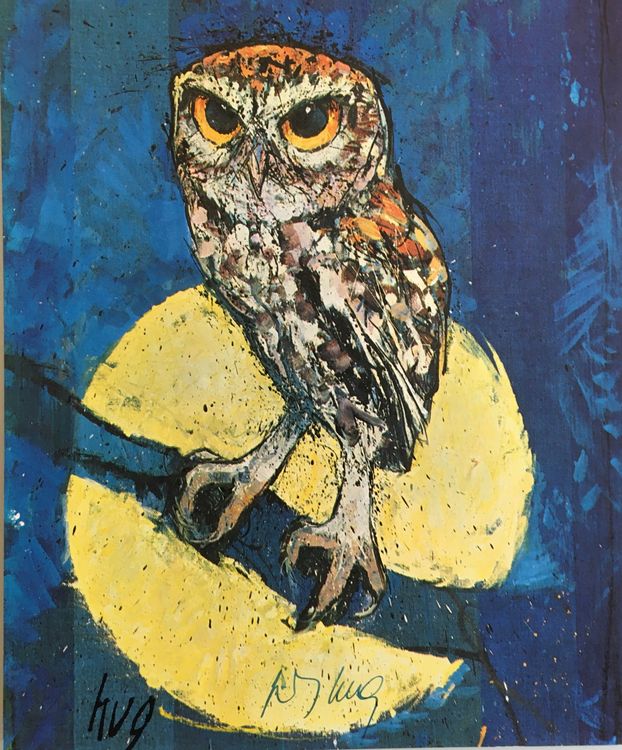 Fritz Hug, orig. handsigniert, Uhu, Eule, schöner Kunstdruck | Kaufen ...