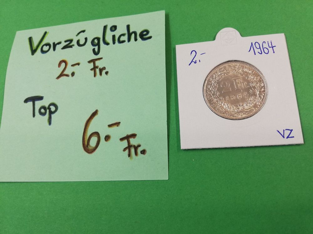 schöne 2 Franken Silbermünze Top! 1964 VZ! | Kaufen auf Ricardo