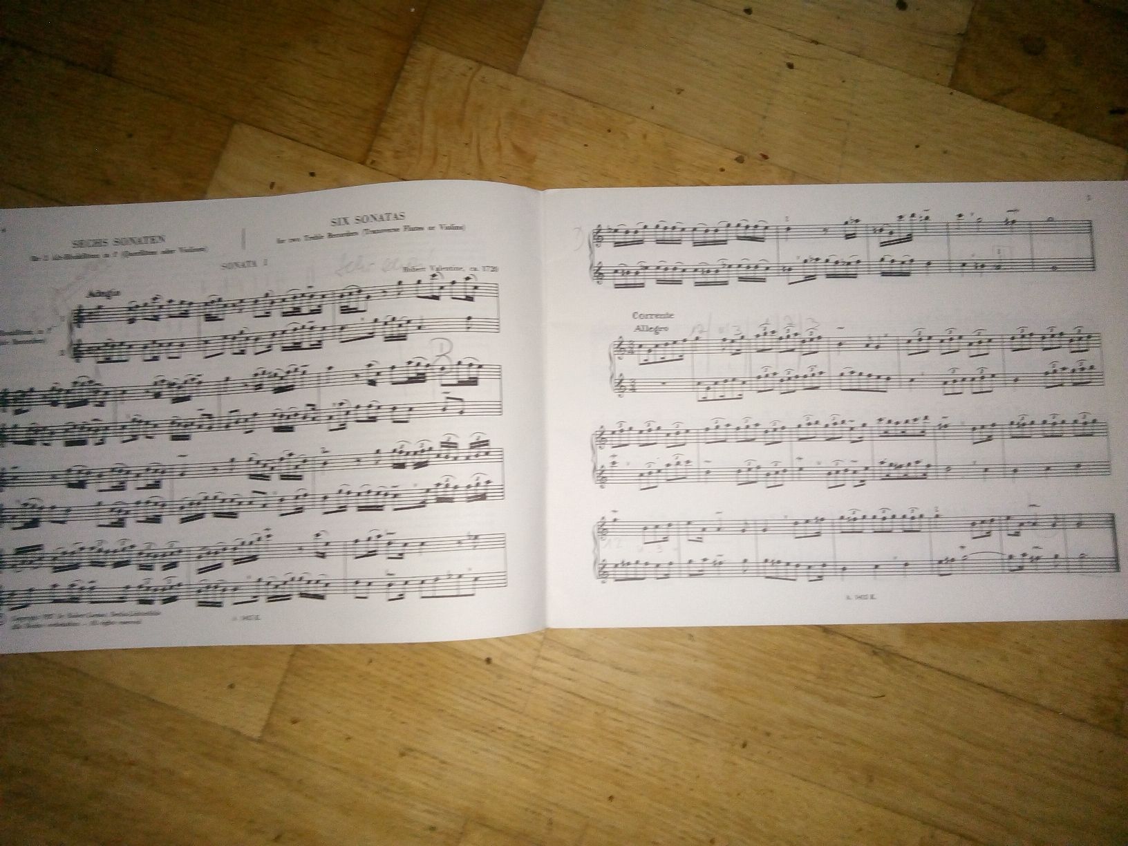 Robert Valentine: Sechs Sonaten für 2 Alt-Blockflöte in F! (Gebraucht ...