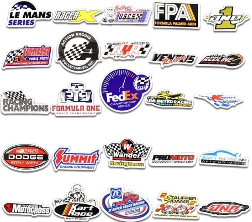 50 Stk. Sticker/Aufkleber - Marke für Rennwagen & Motorräder (Neu und ...