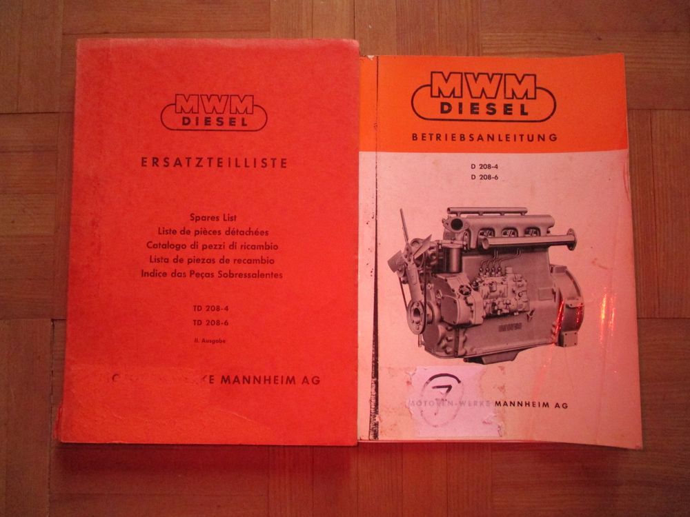Motorenwerke Mannheim, MWM-Dieselmotor D208-4/208-6 Handbuch (Gebraucht) in Dättlikon für CHF 33 ...