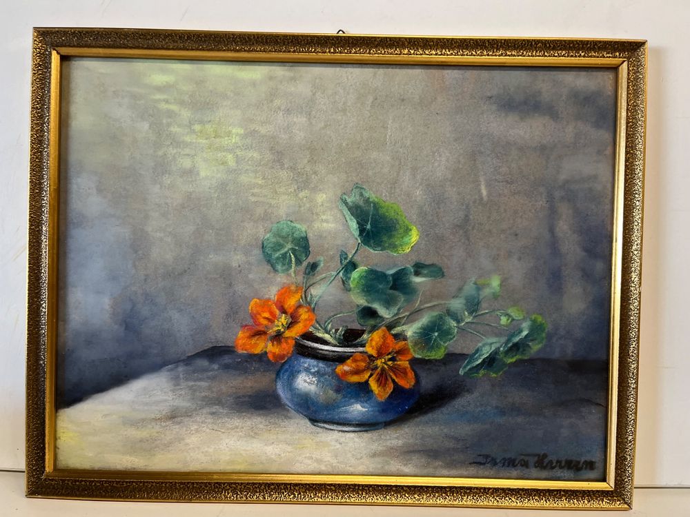 Blumenstillleben, Pastell, gerahmt, signiert Irma Herren (Gebraucht) in hinwil für CHF 67 – mit ...