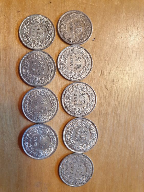 Münzen 9 stk 50 Rappen silber (Gebraucht) in Würenlos für CHF 12 – mit Lieferung auf Ricardo kaufen