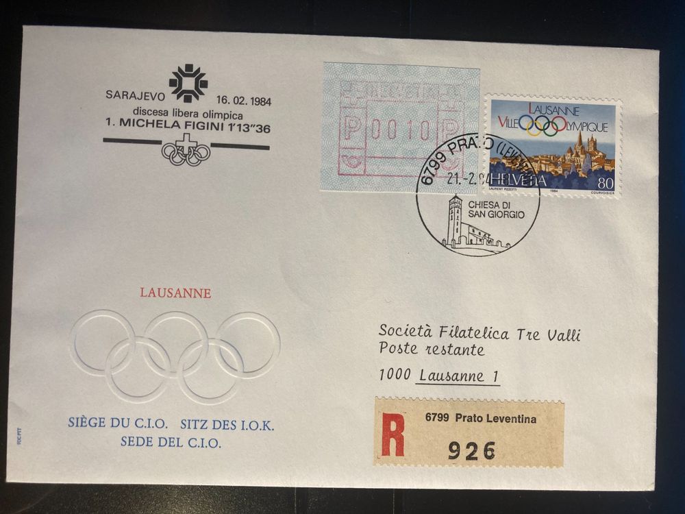 CH 1984 R-Brief Olympiasieg M.Figini Ortsstempel Prato | Kaufen auf Ricardo