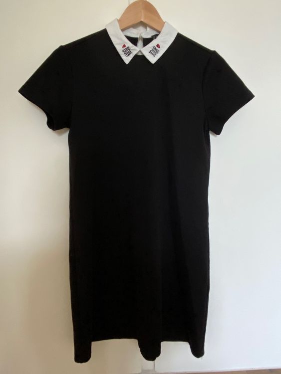 Kleid Schwarz Mit Weissem Kragen