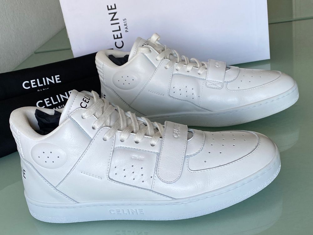 CELINE CT-02 Velcro Optic Weiss Mid Top Leder Sneaker 41 NEU (Neu und ...