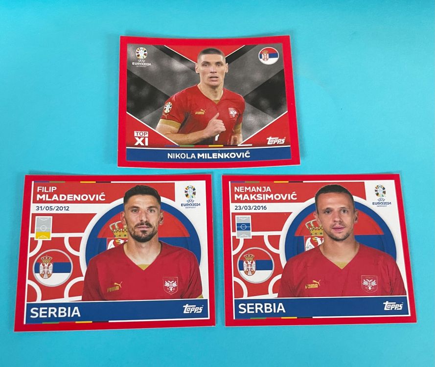 Topps Euro 2024 Sticker Serbien 3x - SRB TOP 1, SRB 6, SRB11 | Kaufen ...