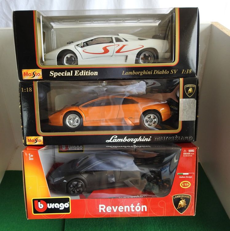 3 Modellautos Lamborghini Diablo SV, Murciélago, Reventón (Neu und ...